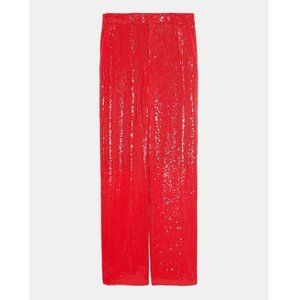 Zara | Pants & Jumpsuits | Zara Red Sequin Pants | Poshmark